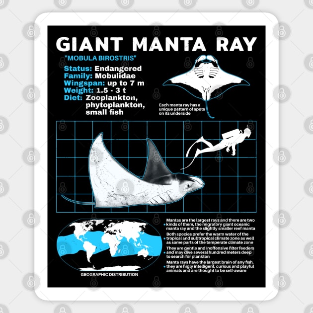 Manta ray factsheet - Manta Ray Data Sheet - Sticker | TeePublic