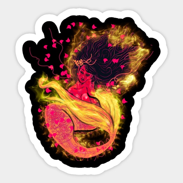 Fire mermaid - Mermaid - Sticker | TeePublic