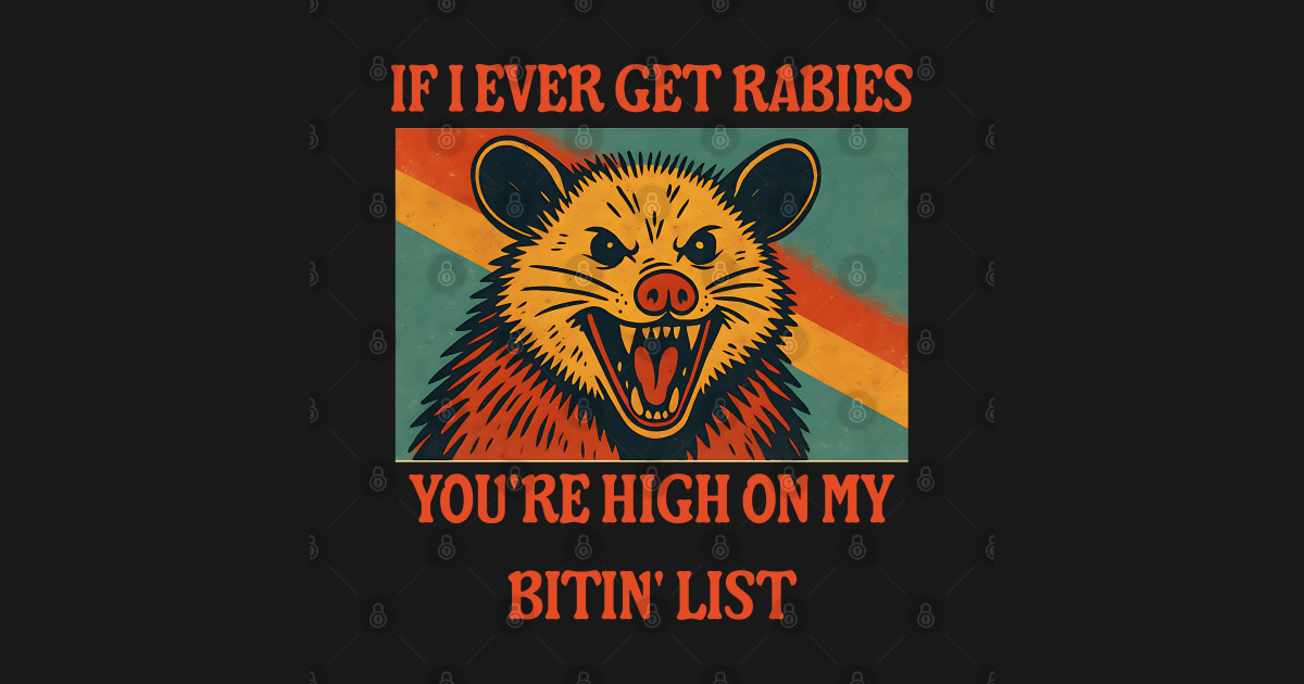Rabies Bitin' List Raccoon - Vintage Angry Animal Sarcasm - If I Ever ...