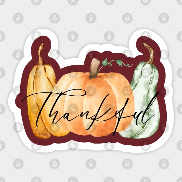 Thankful Fall Art - Thankful - Sticker | TeePublic
