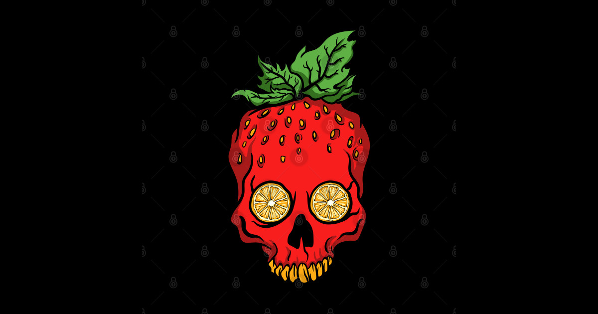 Strawberry Skulls Orange Eyes - Strawberry Skulls Orange Eyes - Sticker ...