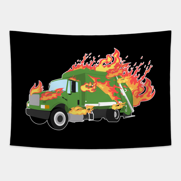 The World is a Flaming Garbage Truck - Garbage Truck - Tapestry | TeePublic
