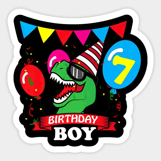 Rex 7th Dinosaur Birthday - Dinosaur Birthday - Sticker | TeePublic