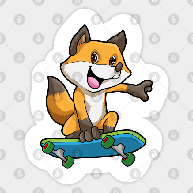 Fox as Skater with Skateboard - Skater - Sticker | TeePublic