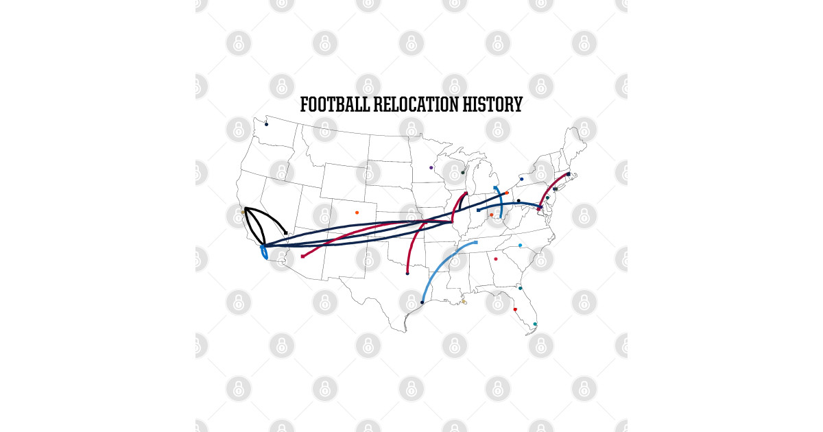 NFL Relocation Map - Nfl - T-Shirt | TeePublic