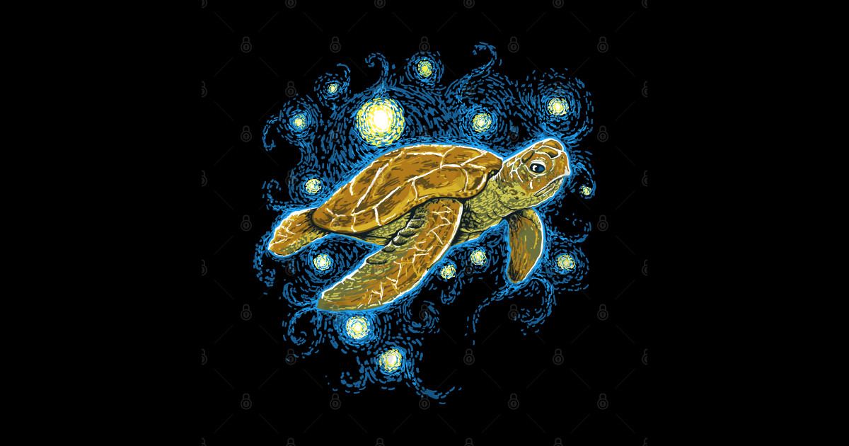 Starry Night Turtle - Turtle - Sticker | TeePublic