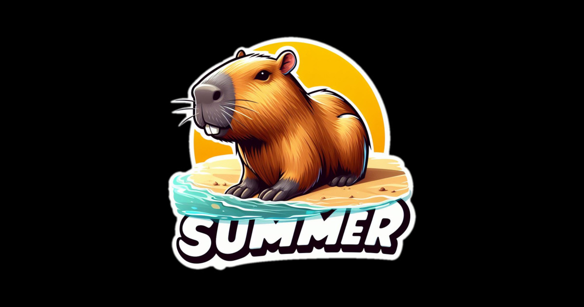 Cute summer capybara on the beach - Capybara - Posters and Art Prints ...