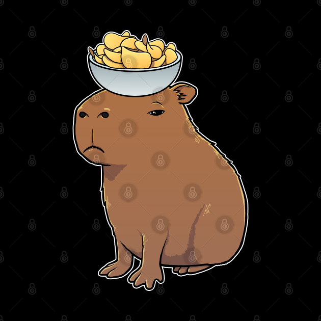 Capybara with Potato Chips on its head - Capybaras - Tapestry | TeePublic