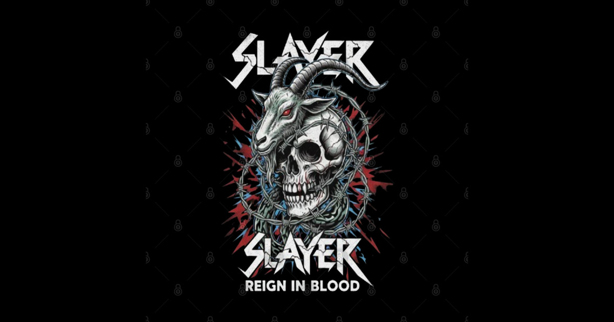Slayer Reign in Blood Skull Goat Barbed Wire Heavy Metal Thrash Fan Art ...
