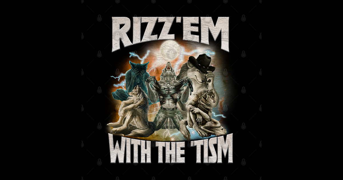 Rizz Em With The Tism Vintage Bootleg Shirt, Funny Wolf Shirt ...