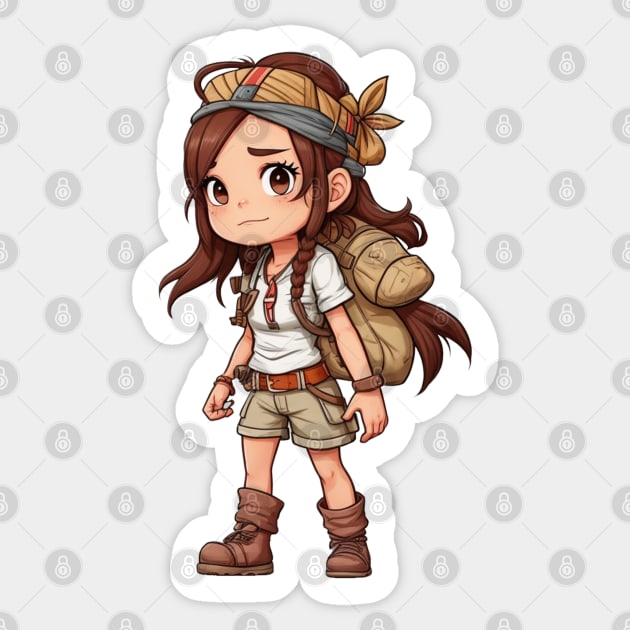Cute Camper Girl Camping Costume - Camping - Sticker | TeePublic