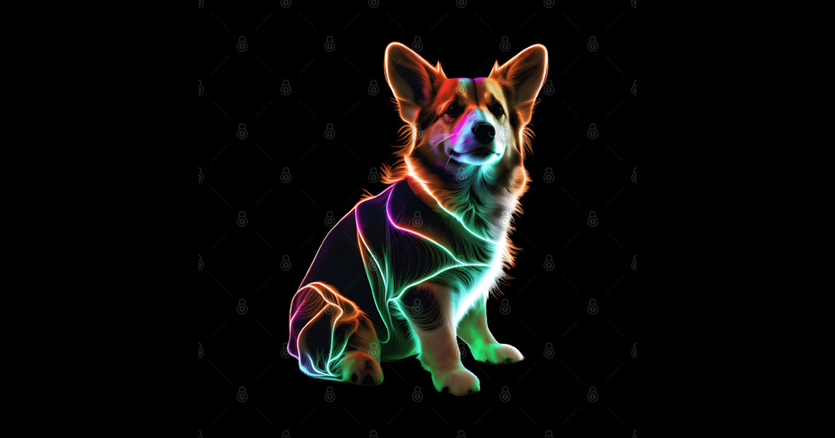 Neon Corgi - Corgi - T-Shirt | TeePublic