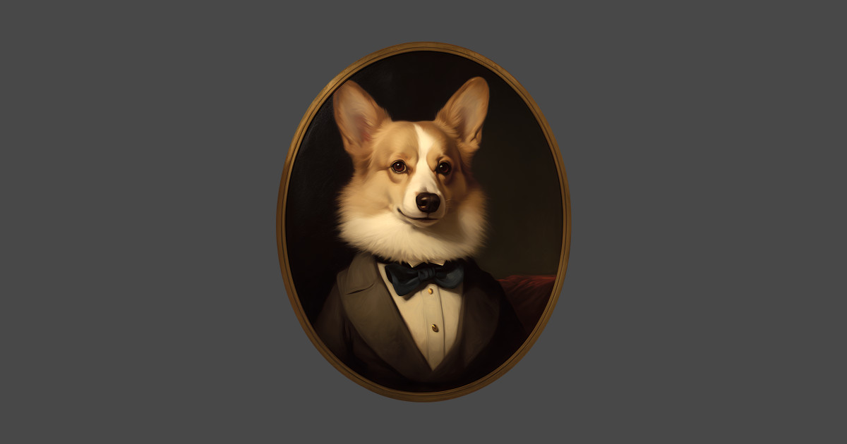 Victorian Noble Corgi - Oil Painting Style - Corgi - T-Shirt | TeePublic