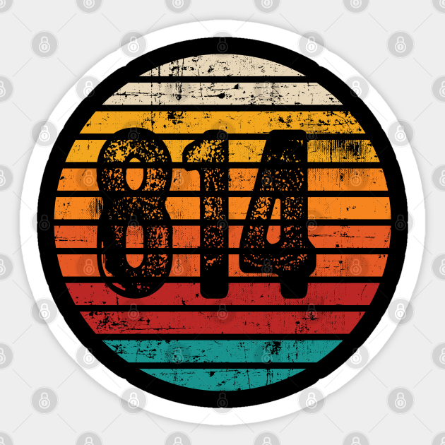 Distressed Vintage Sunset 814 Area Code - 814 Area Code - Sticker ...