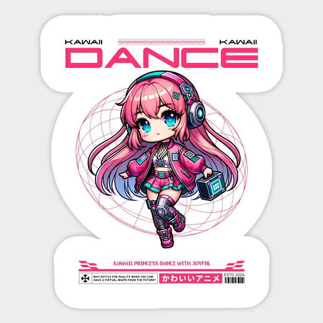 kawaii princess dance anime girls - Kawaii Anime - Sticker | TeePublic