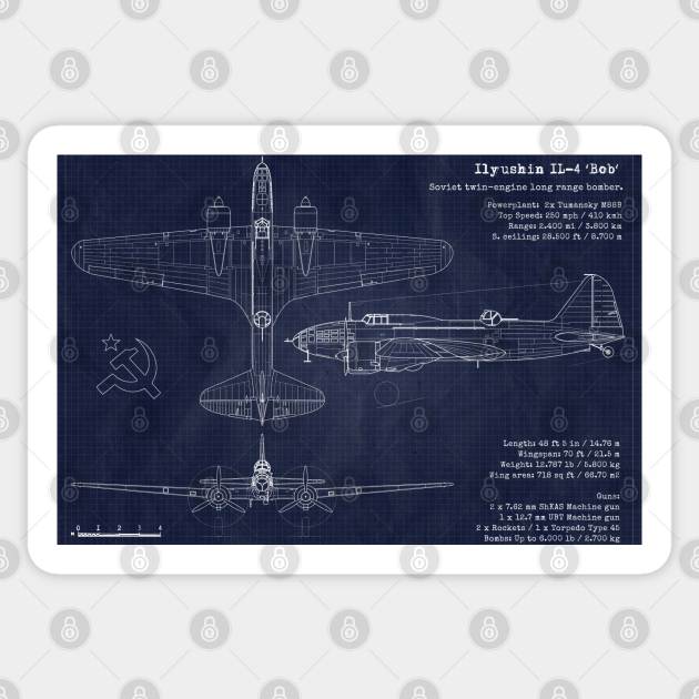 Ilyushin IL Bob Blueprint - Ilyushin - Sticker | TeePublic
