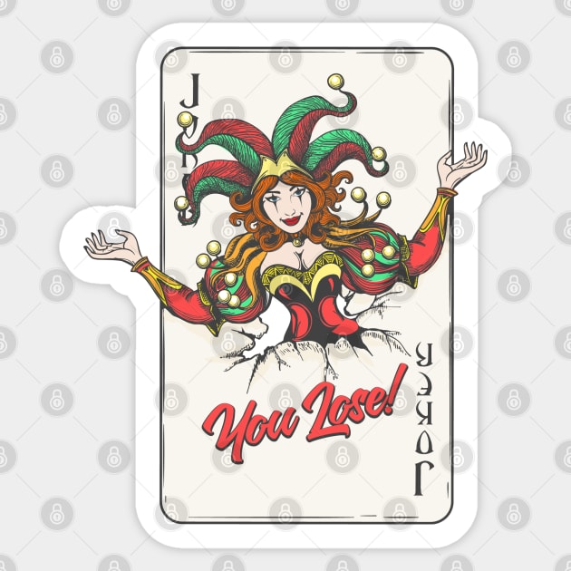 Joker Playing Card with Wording You Lose - Play Casino Red Poker Joker ...
