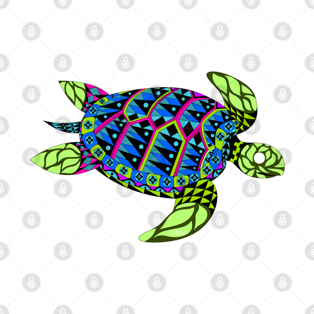 green radioactive turtle in ecopop mutant pattern from the floral ...