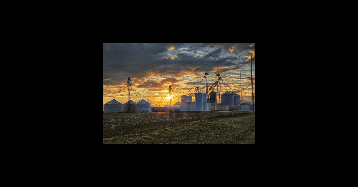 Bins and Silos at Sunset - Grain Bins - Sticker | TeePublic