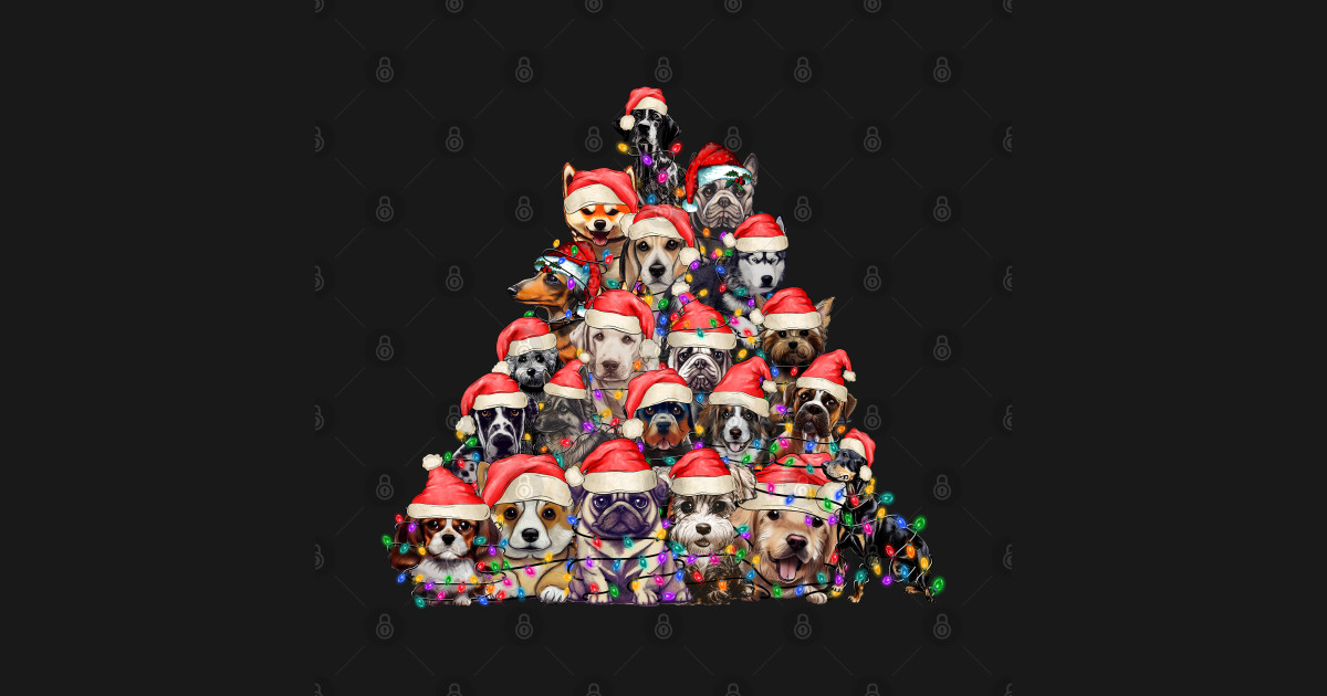 Merry Dogmas Cute Puppies Christmas Tree Funny Dog Lover Christmas Gift ...