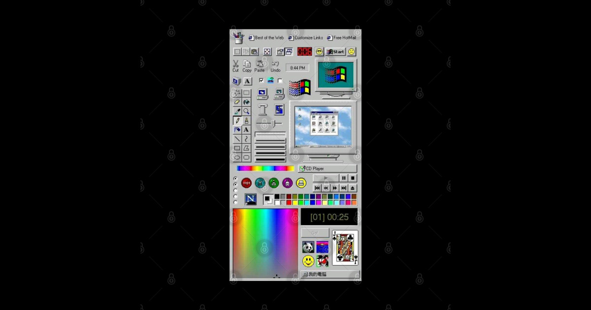 Windows 95 banner of stuff - Windows 95 - Sticker | TeePublic