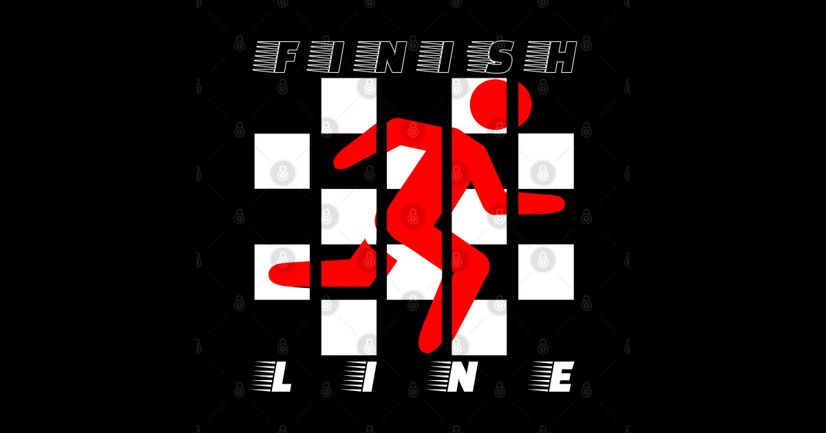 Finish Line Black, White, Red- Fitness - Finish Line - Sticker | TeePublic