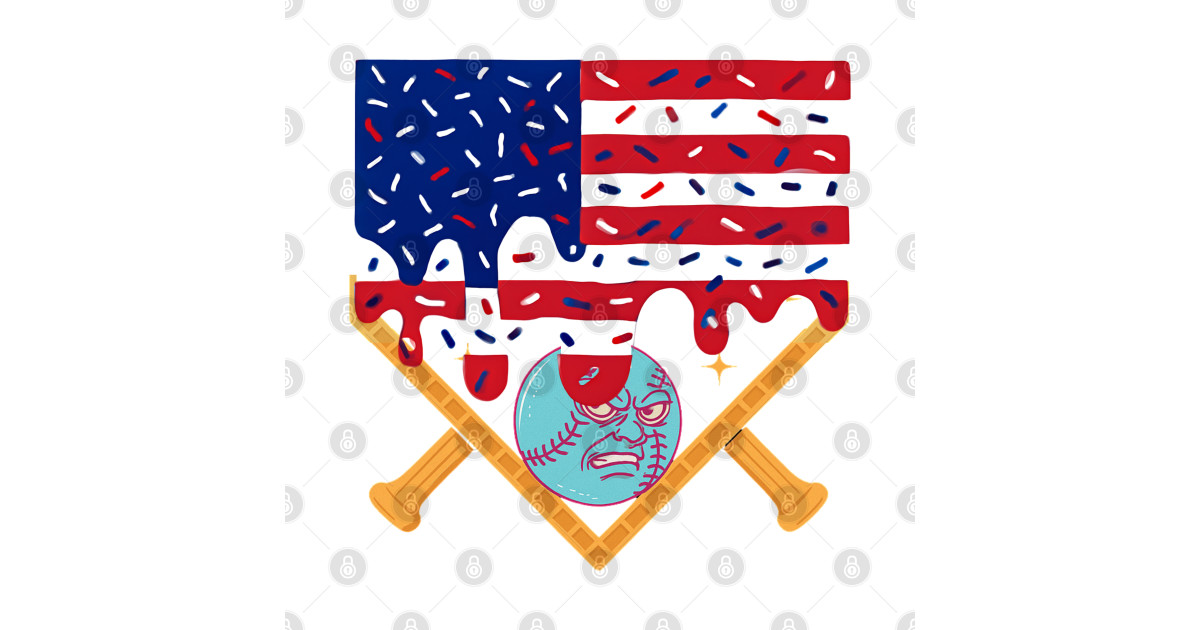 Baseball Drip Boy Ice Cream Patriotic American Flag 4th of July T-Shirt ...