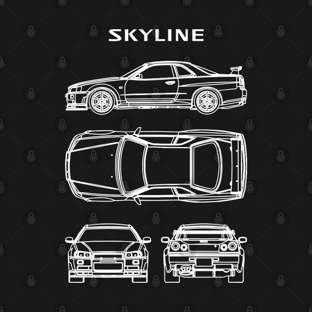 Nissan Skyline GTR R34 Blueprint - Gtr R34 - T-Shirt | TeePublic