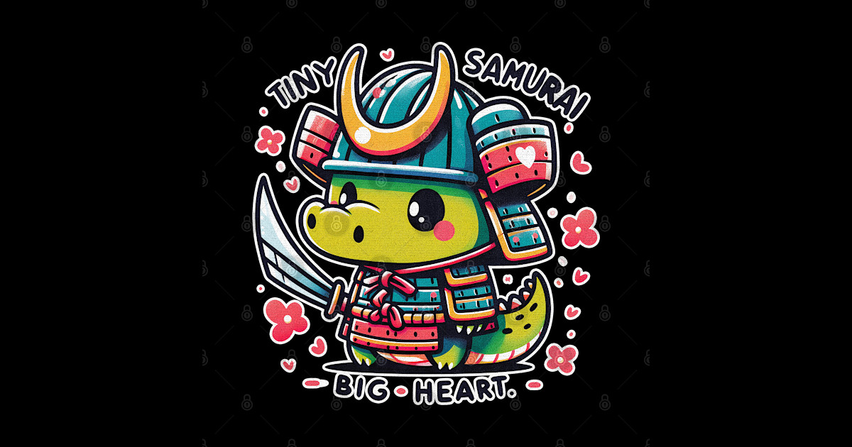 "Kawaii Samurai Cute Animal Alligator Crocodile with Katana Blossom ...