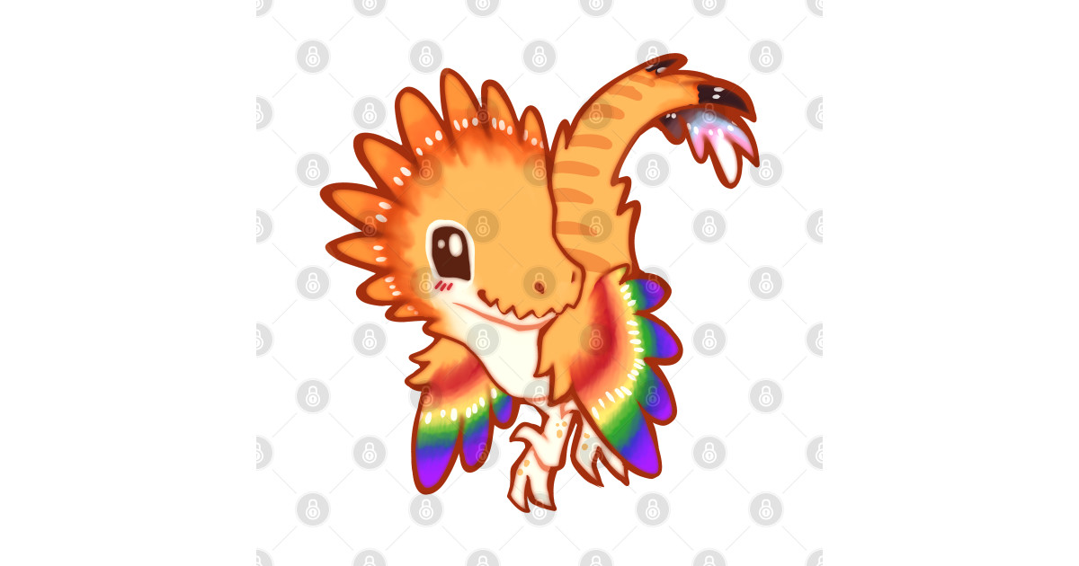 LGBT Pride Queer Cute Chibi Velociraptor Dromeosaur Raptor Dinosaur ...