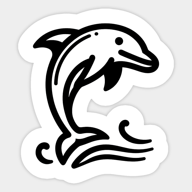 Stick Figure of a Dolphin in Black Ink - Stick Figure Dolphin - Sticker ...