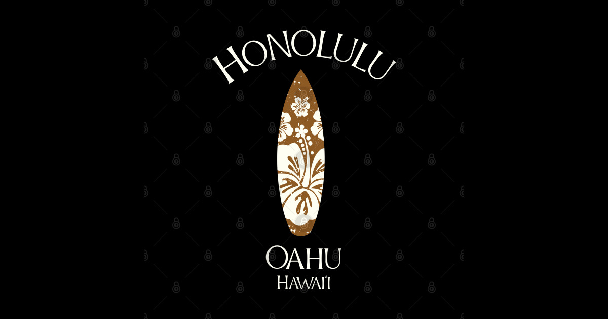Honolulu Oahu Hawaii Vintage Surfboard Plumeria - Honolulu Hawaii ...