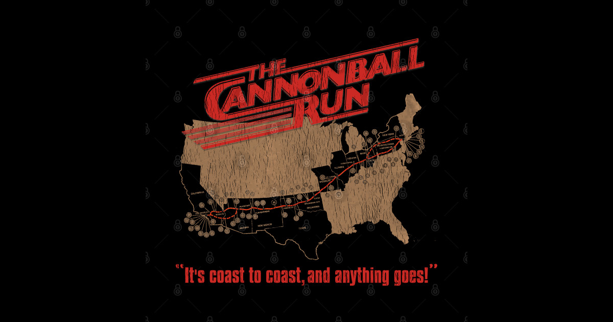 The Cannonball Run Map - Cannonball Run - Sticker | TeePublic