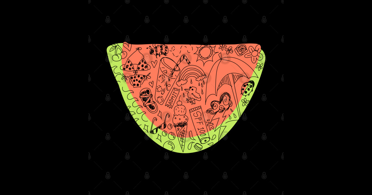 Red and Green Summer "Watermelon Doodles" - Summer - Sticker | TeePublic