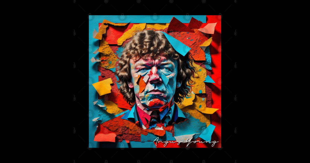 Angus Young // Paper Art - Angus Young - Sticker | TeePublic