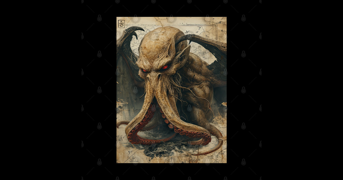 Vintage Japanese Cthulhu monster 3 - Cthulhu - Sticker | TeePublic