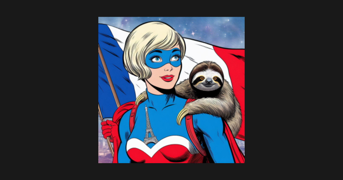 Francais: Female 70's Comic Book Hero with Sloth - French Superhero - T ...