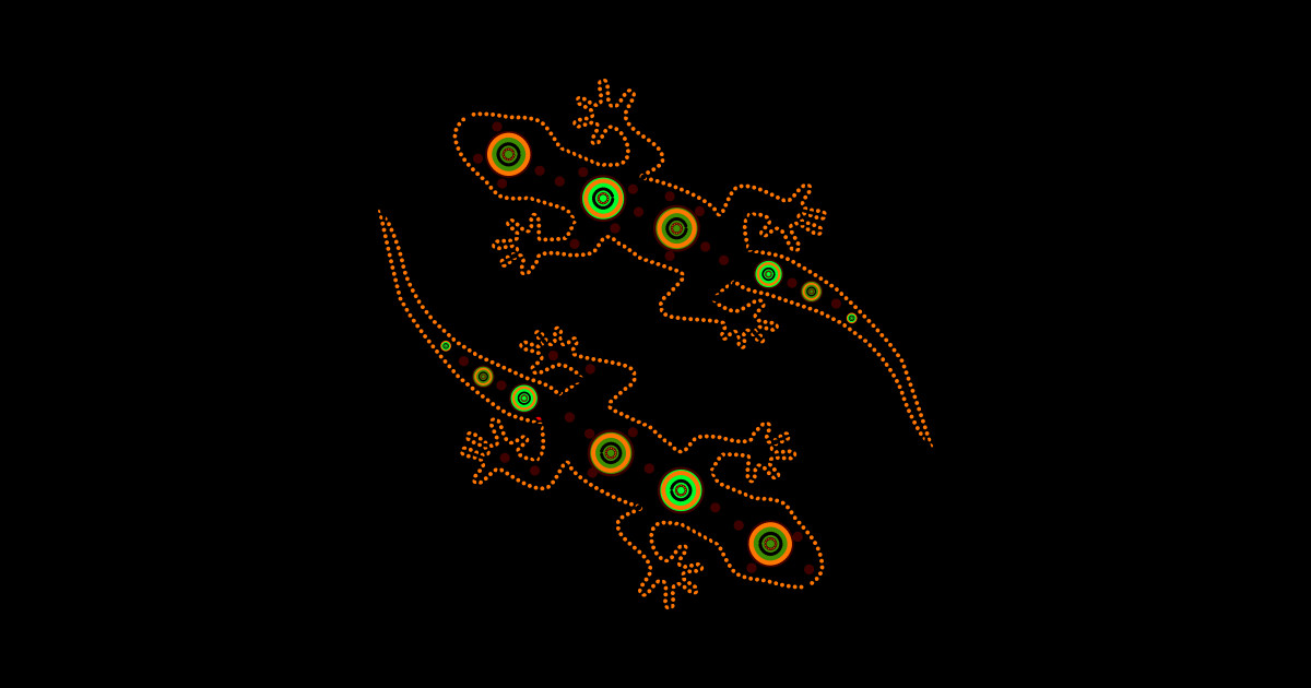 Lizards- aboriginal art in purple - Lizards - Sticker | TeePublic