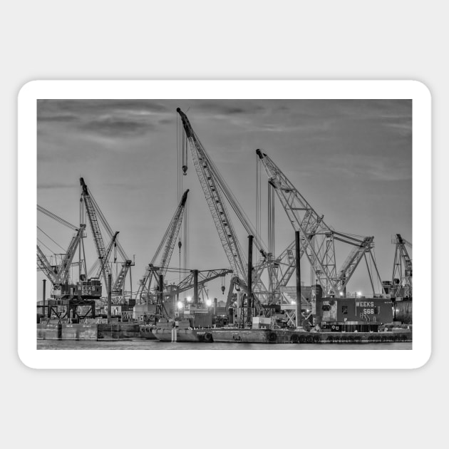 Cranes B+W - B W - Sticker | TeePublic