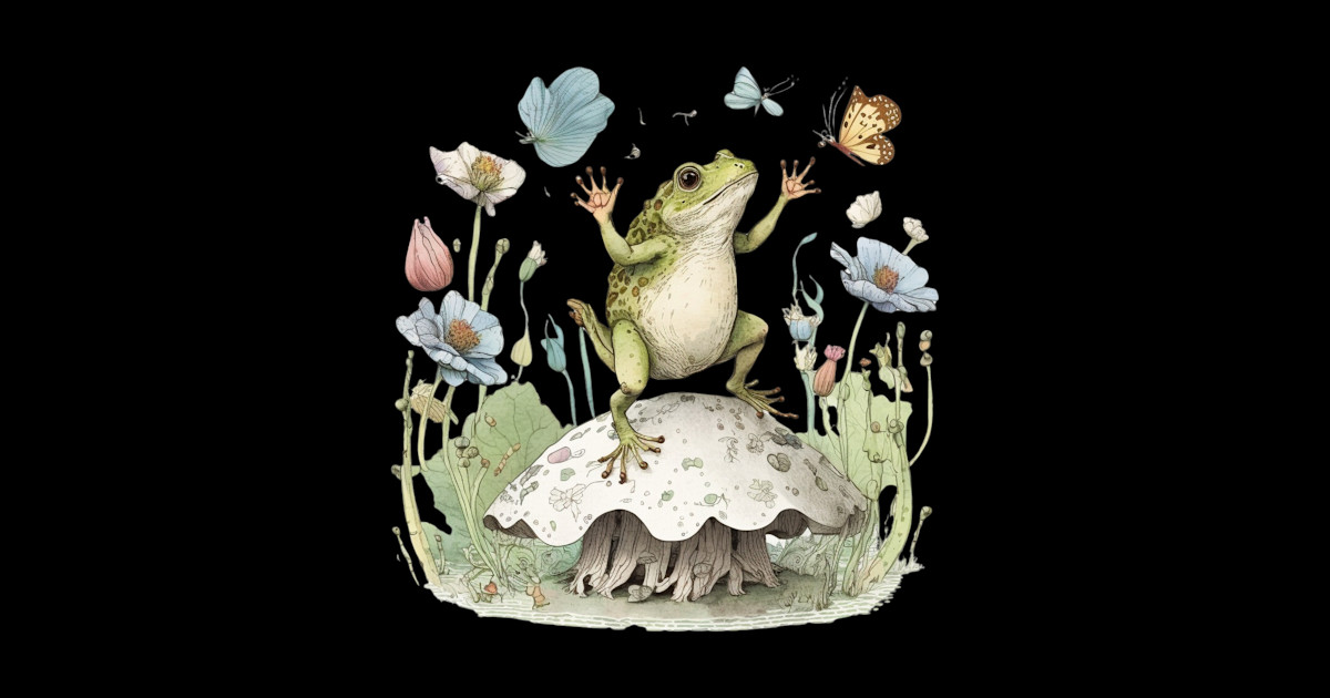 Cottagecore Aesthetic Frog Cute Vintage - Cottagecore - Posters and Art ...