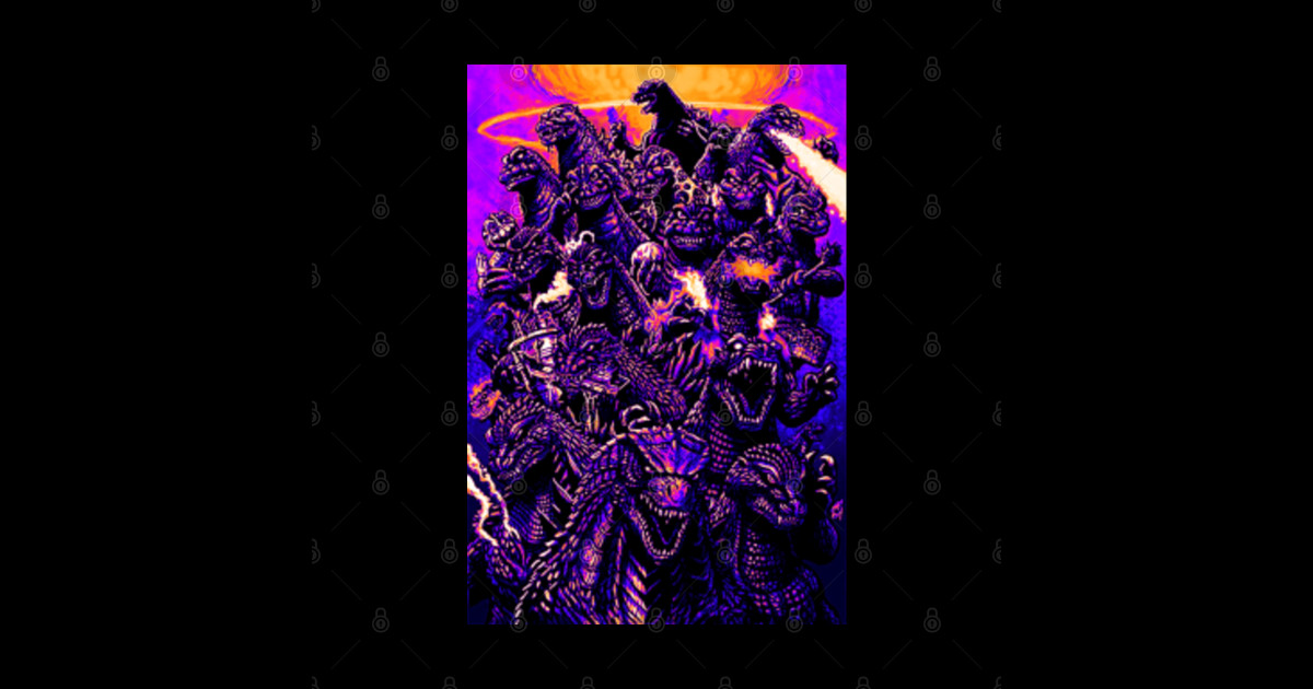 Retro Godzilla Family - Godzilla - Sticker | TeePublic