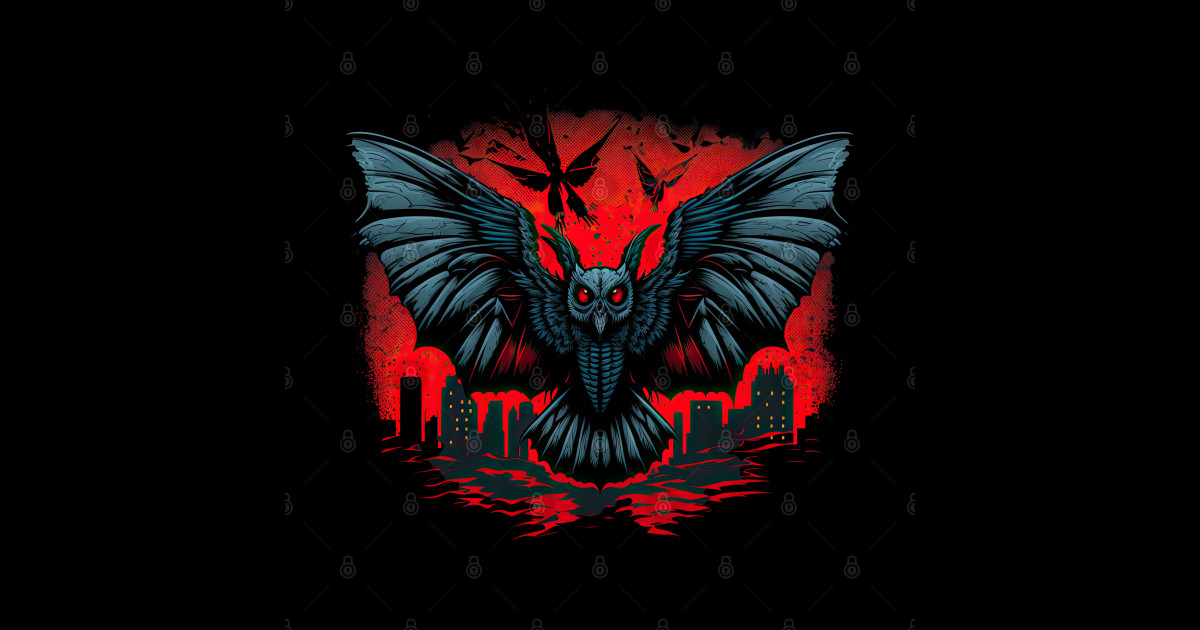 Mothman taking the city - Mothman - Sticker | TeePublic