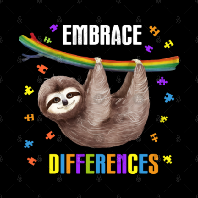 Sloth Autism Awareness Day Embrace Differences Puzzles Funny - Sloth ...