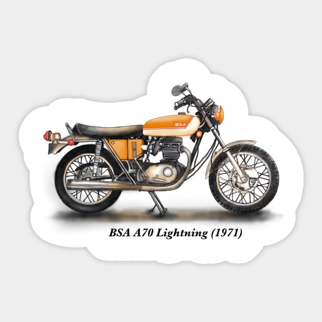 Drawing of Retro Classic Motorcycle BSA A70 Lightning 1971 - Bsa ...