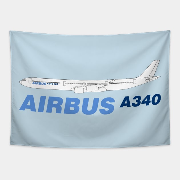 Airbus A340 Line Drawing - Airbus A340 Airplane - Tapestry | TeePublic