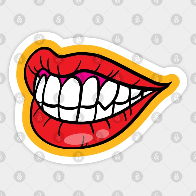 red lip cartoon drawing - Lips - Sticker | TeePublic