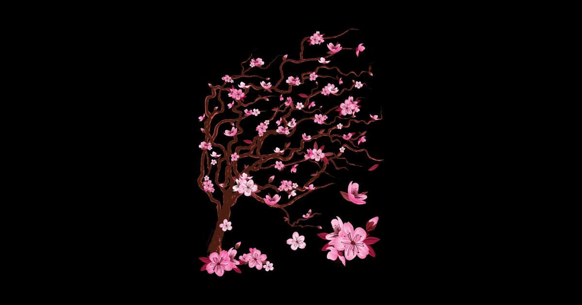 Japanese cherry tree with flowers - Cherry Tree - Sticker | TeePublic