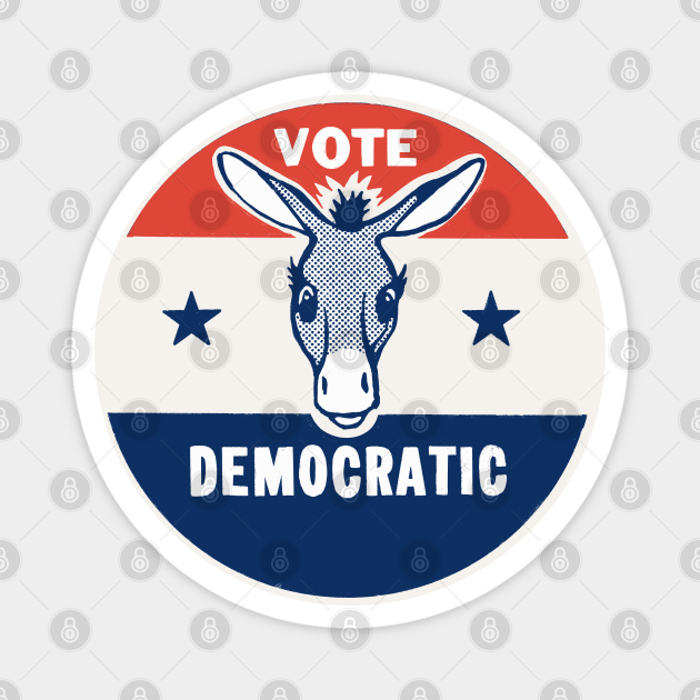 Vote Democratic / Vintage Style Pin Design - Vote Democratic - Magnet ...