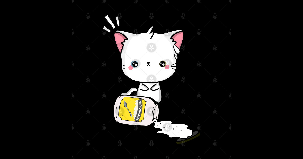 Cute white angora cat spilled mayonnaise - Angora Cat - Sticker | TeePublic