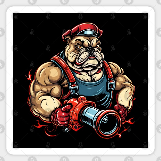 Firefighter Bulldog - Firefighter - Sticker | TeePublic